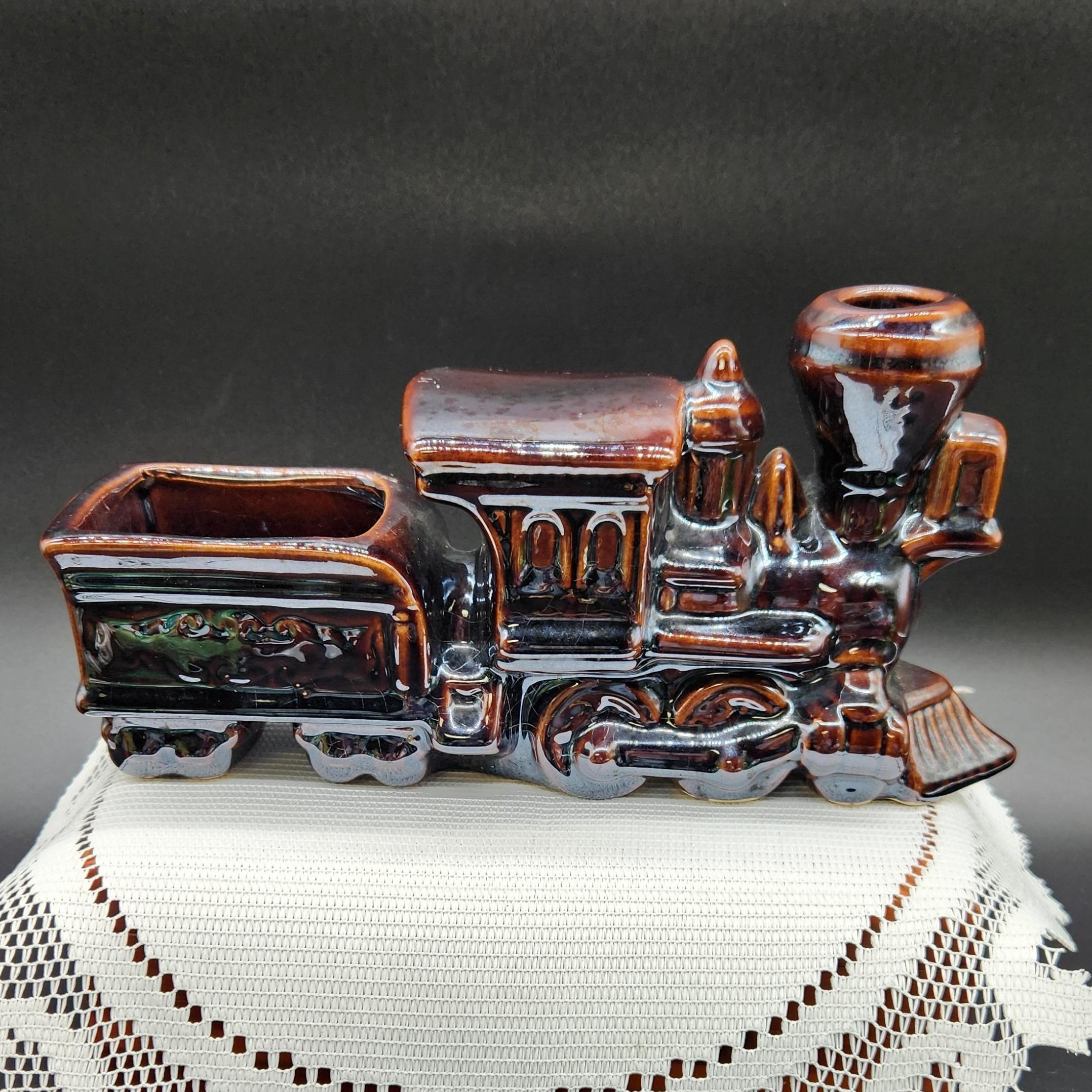 Vintage McCoy Ceramic Locomotive Train Planter 1960s