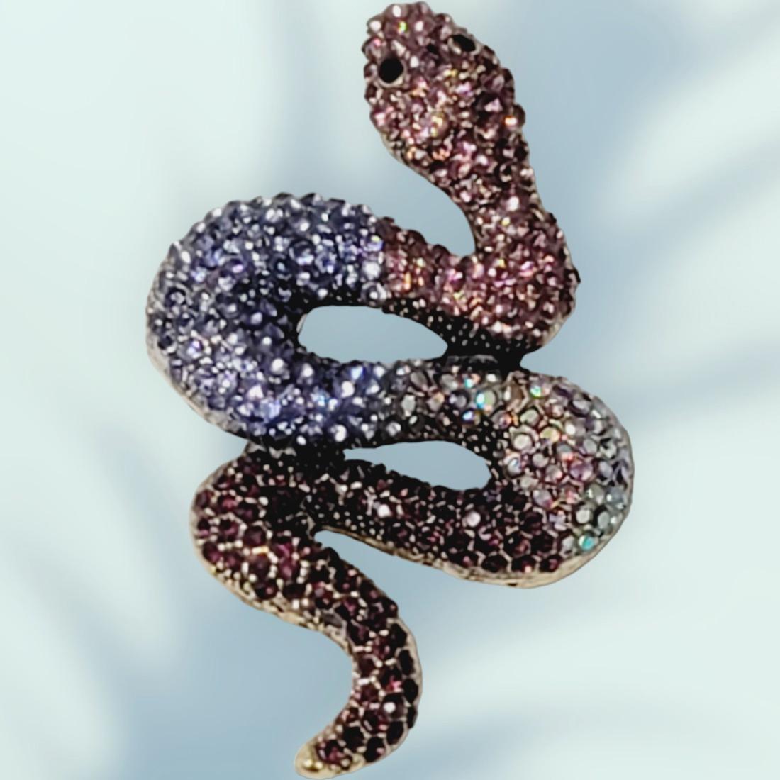 Big Snake Serpent Gold Mount Rich Purple Crystal Embellishment Brooch ...