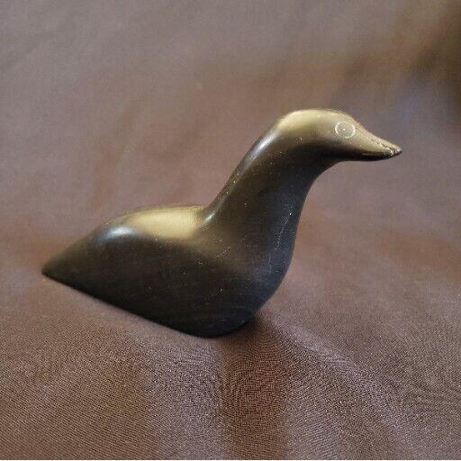 Inuit Eskimo Soapstone Carved Figurine with Marks Numbers and or Signed ...