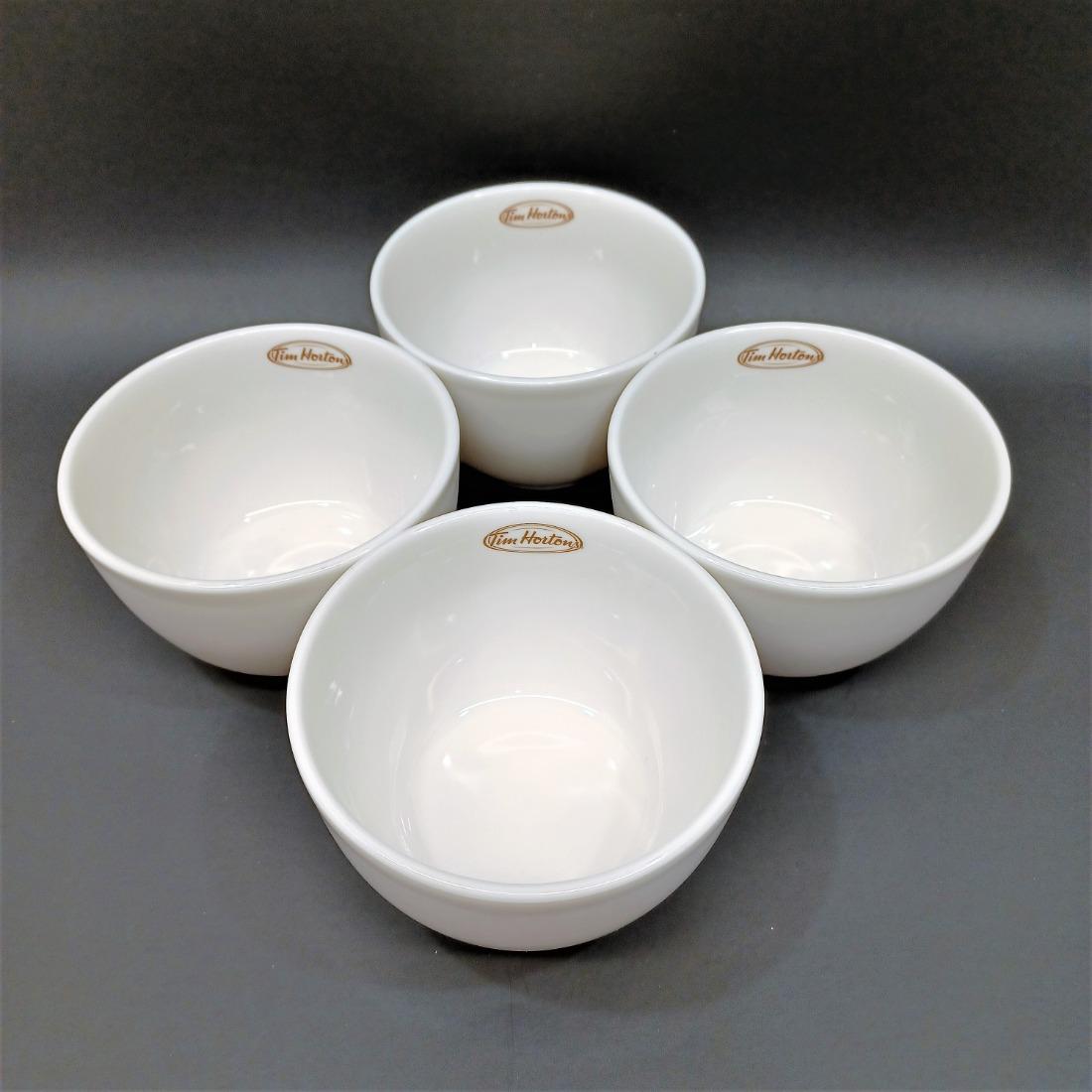 Tim Hortons (4) Chili / Soup Bowls logo restaurant ware white 4.5"dia ...