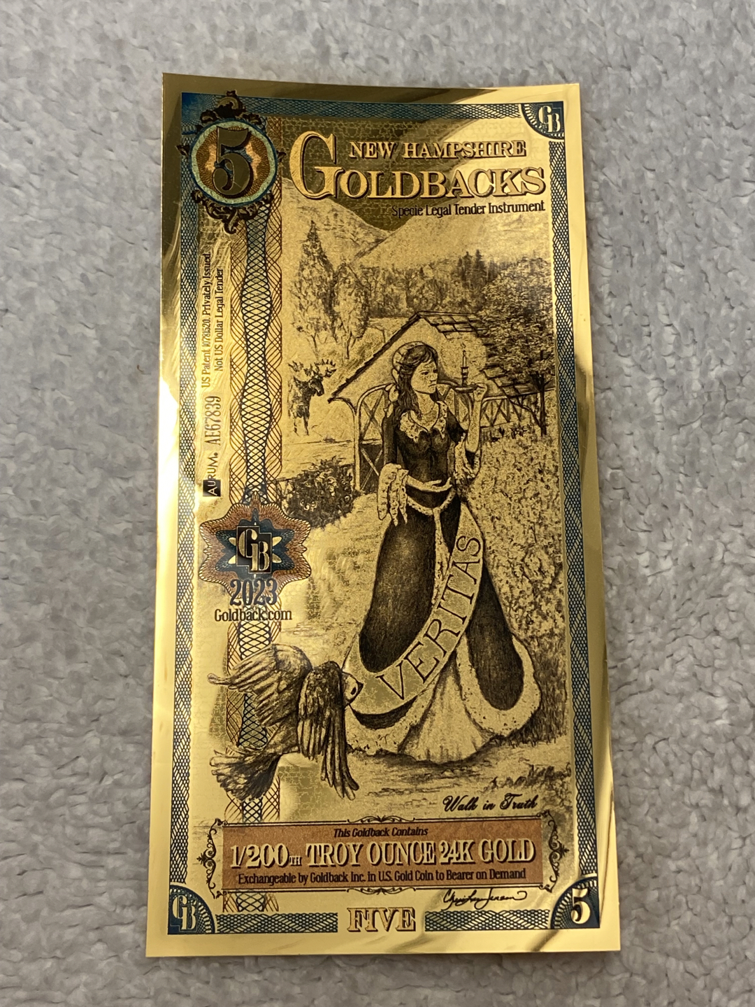 New Hampshire 5 Goldback