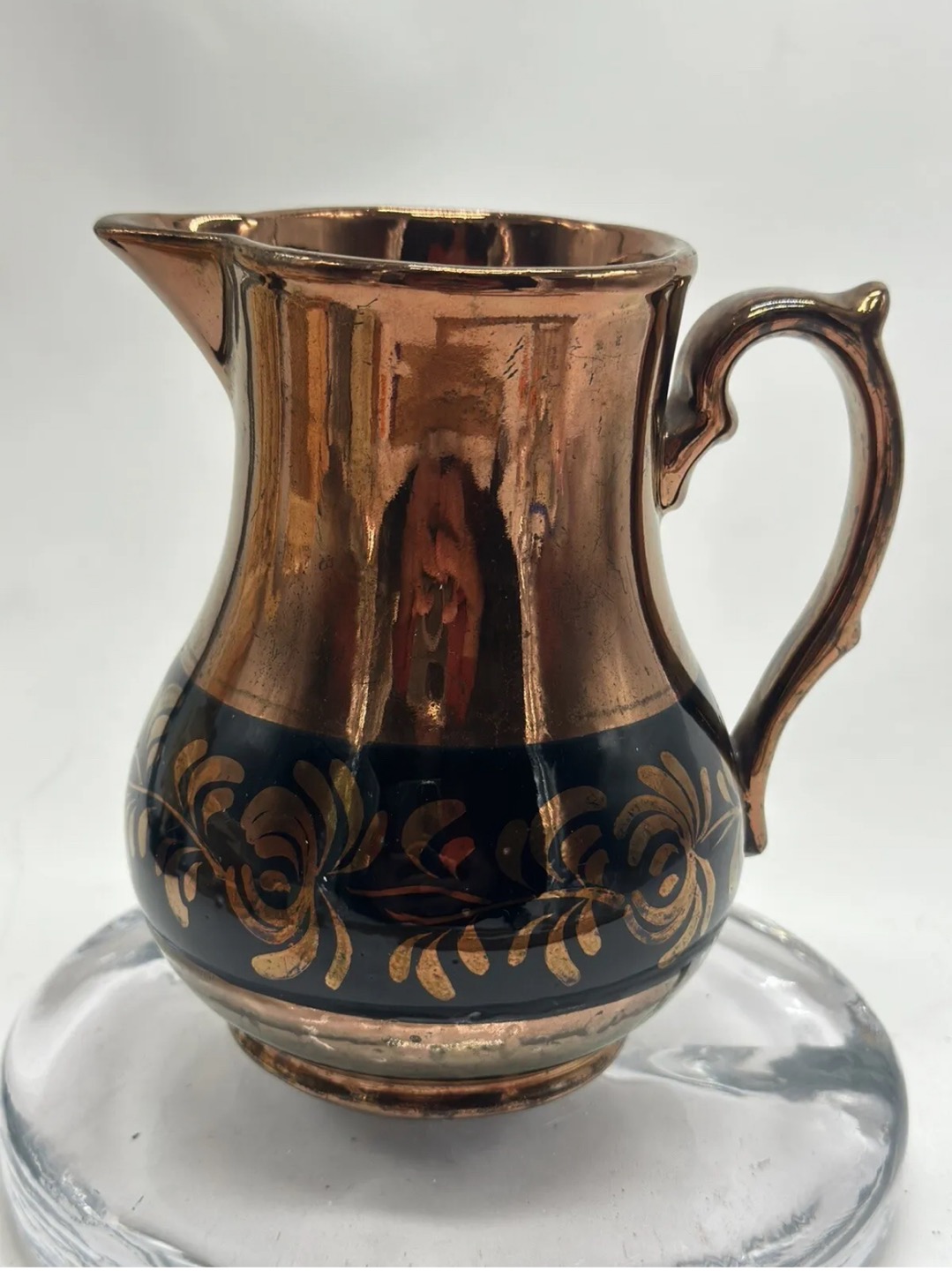 Vintage Staffordshire Copper Lustreware Porcelain Pitcher MCM