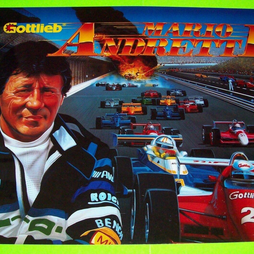 Mario Andretti Pinball Machine Translite Art Sheet Nascar Original NOS ...