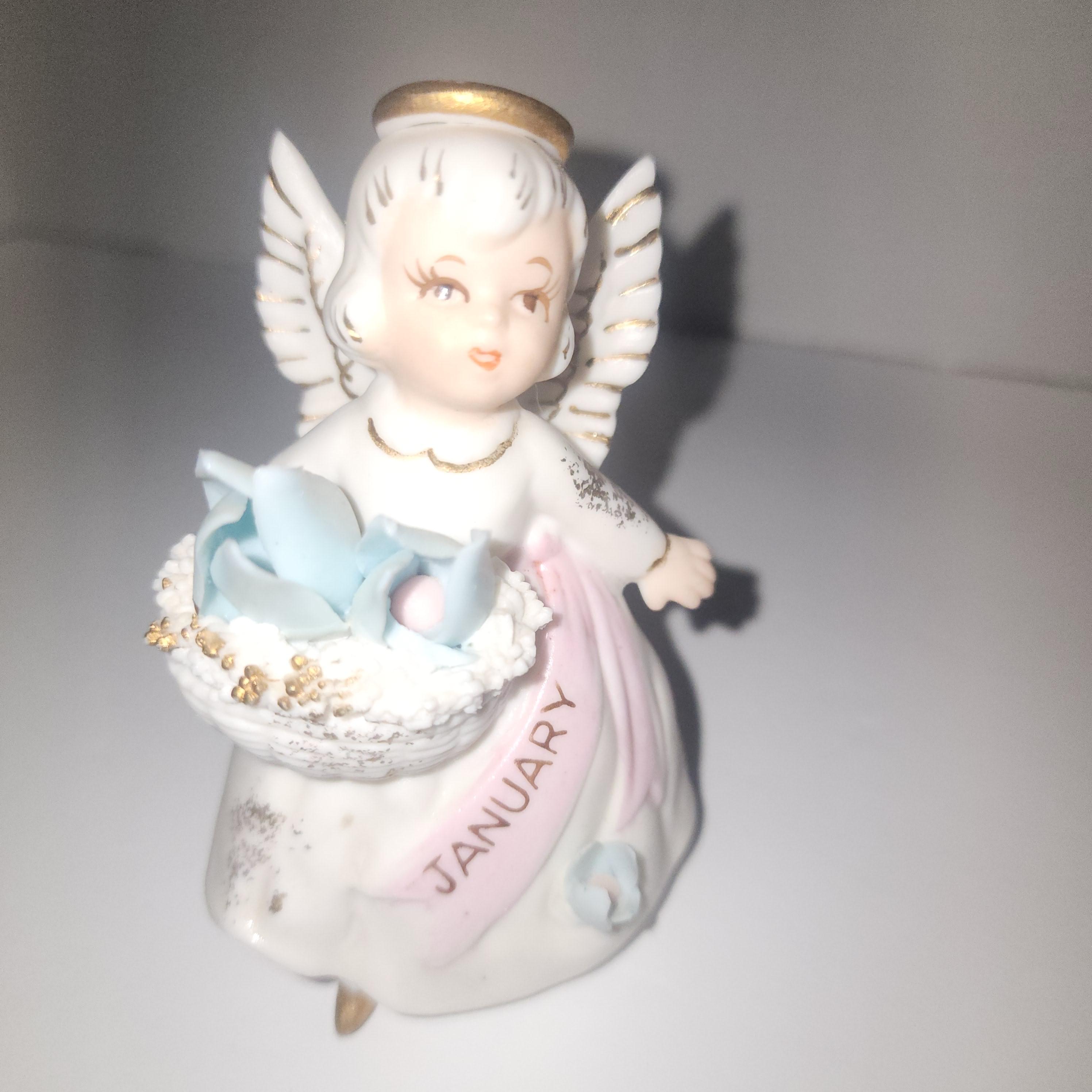 Vintage 1960s Lefton Birthday Month January Angel.