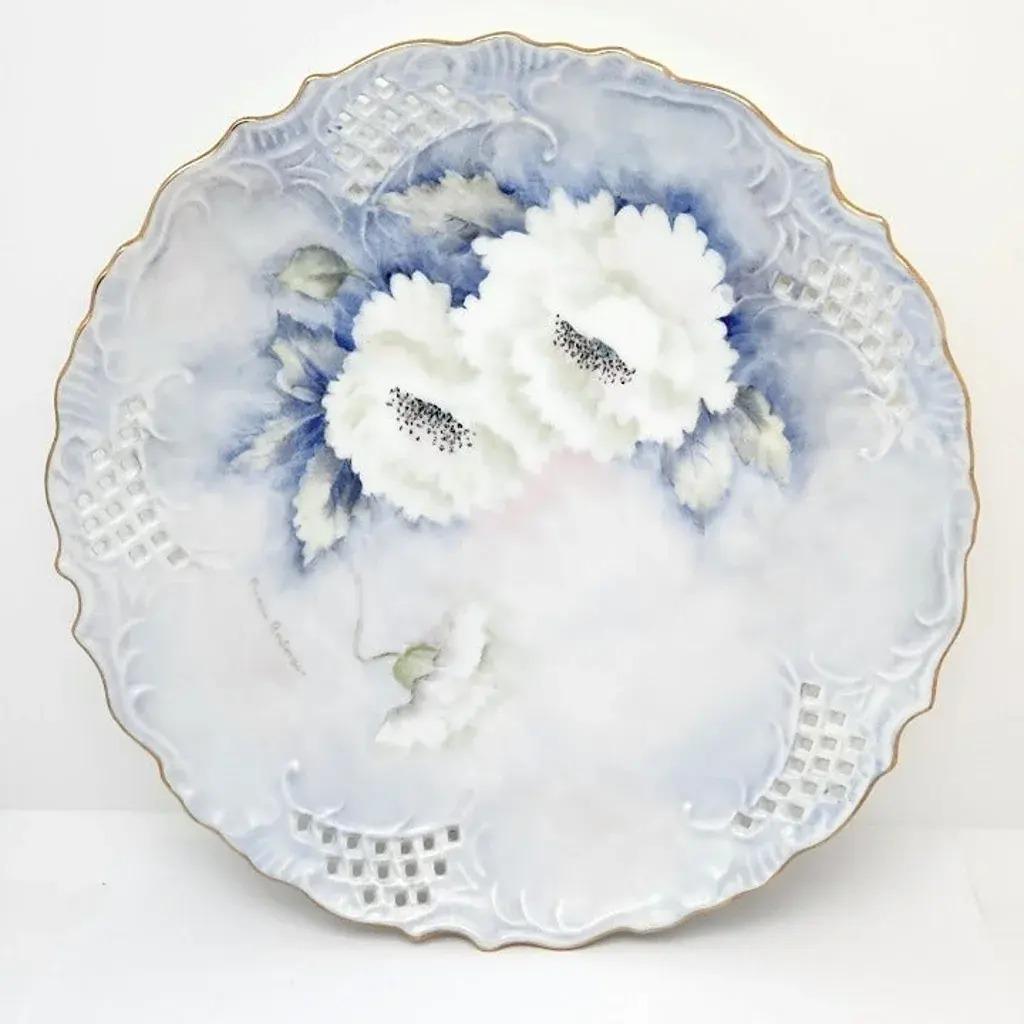 Vintage Frieda Anderson Hand Painted Ceramic Wall Plate, Blue, White ...
