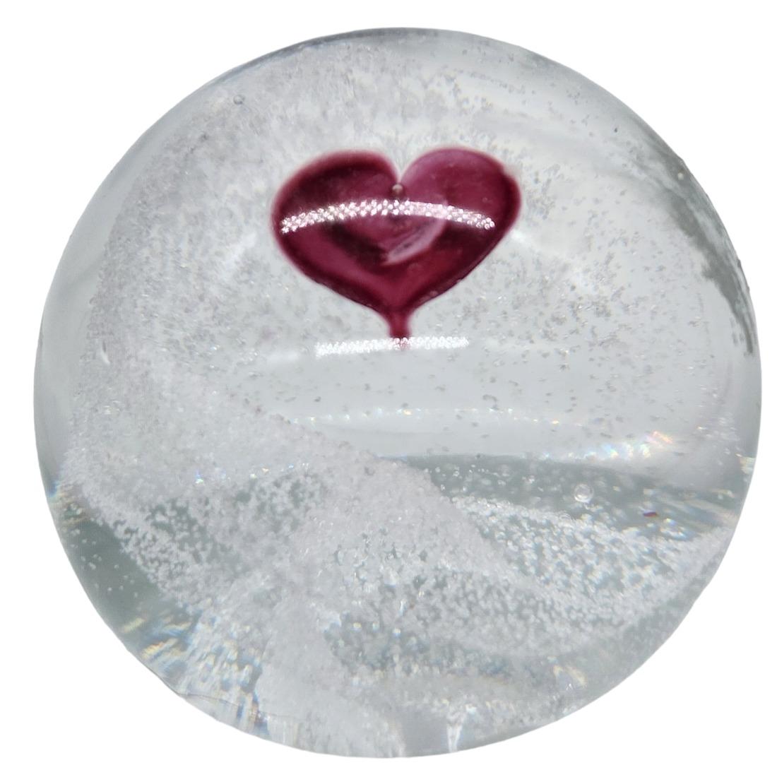 Caithness Scotland Glass Red Heart Sweetheart Love Clear Paperweight Signed