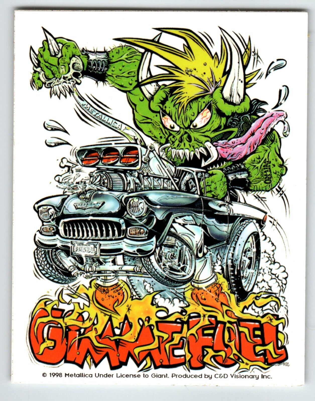 Metallica Monster Truck Hot Rod Green Horn Beast Decal Sticker 1998 ...