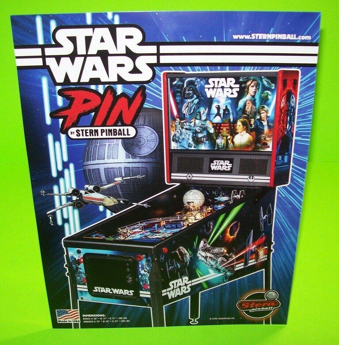 Star Wars PIN Pinball FLYER Home Model Original Game Artwork Sheet ...