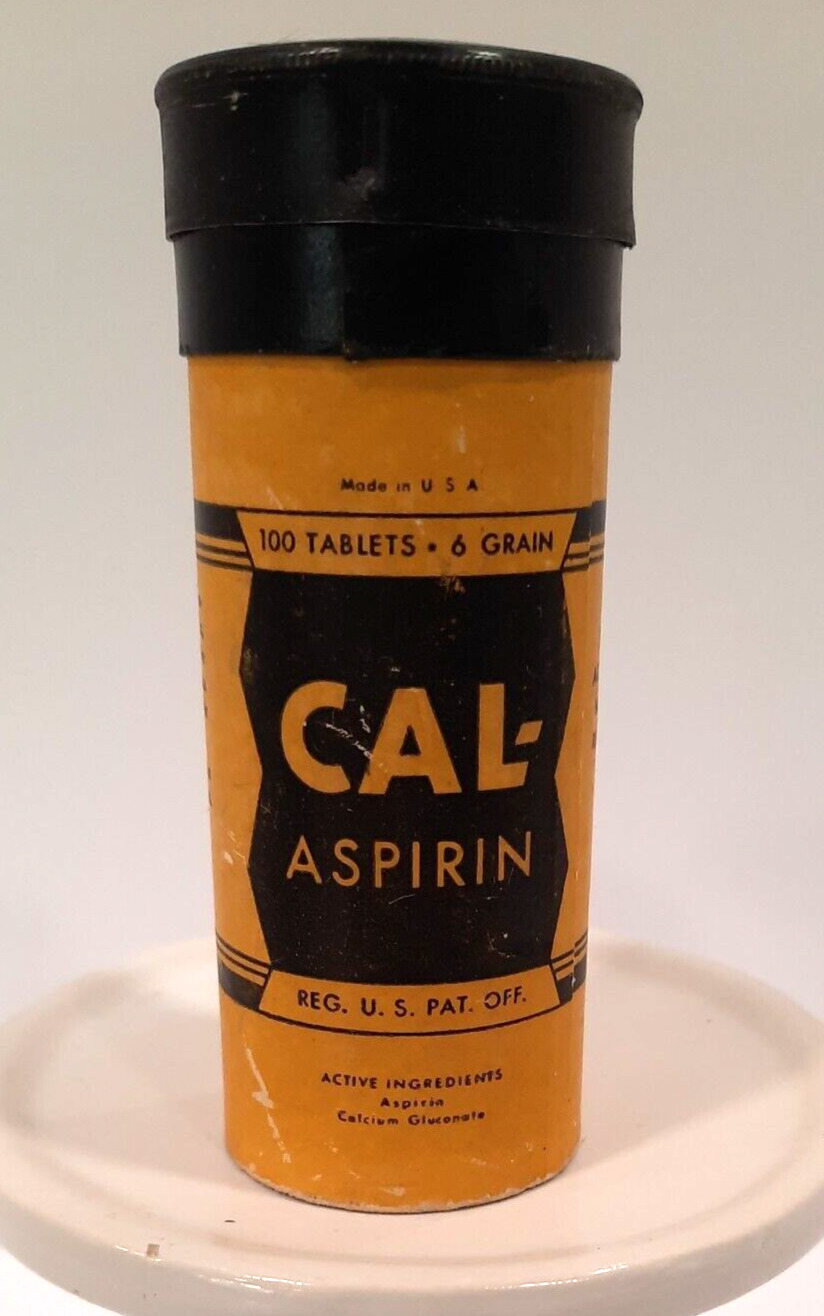 Antique Cal-Aspirin Tube Vinta Medicine Paper Box Tube Box Sterling ...