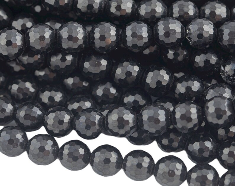 Natural Real Jet Beads Faceted 6mm 8mm 10mm 12mm Round Beads AAA ...