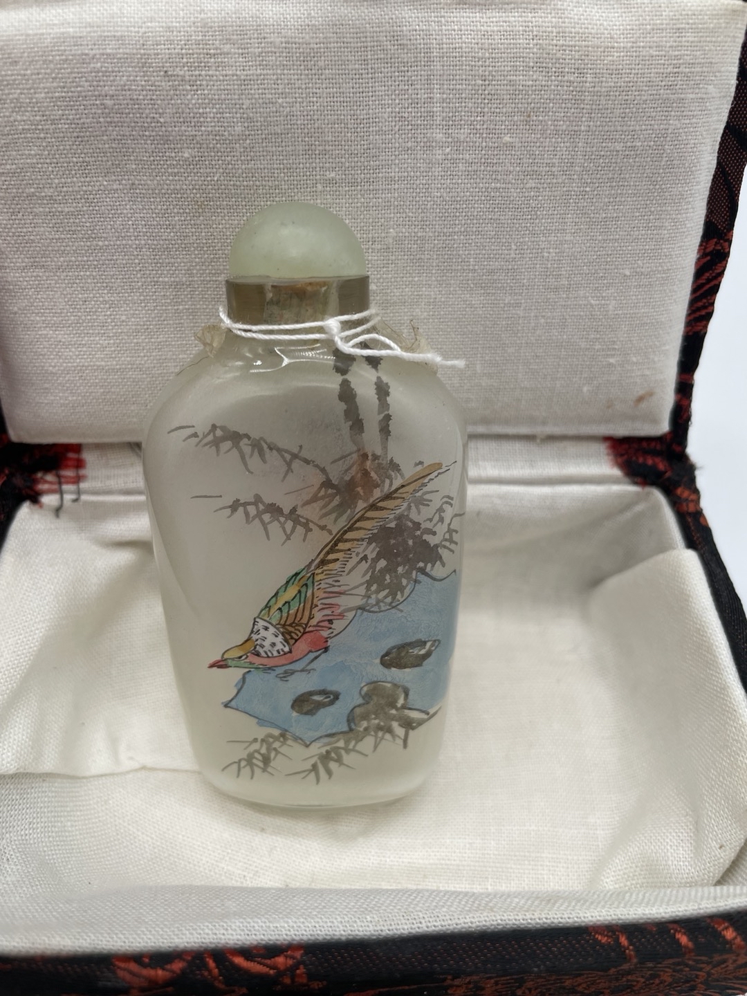 Antique Japanese Hand-painted Snuff Bottle In Box