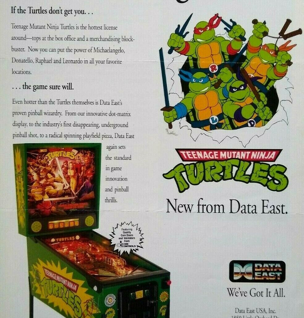 Teenage Mutant Ninja Turtles Pinball Flyer Original Game Vintage Retro ...