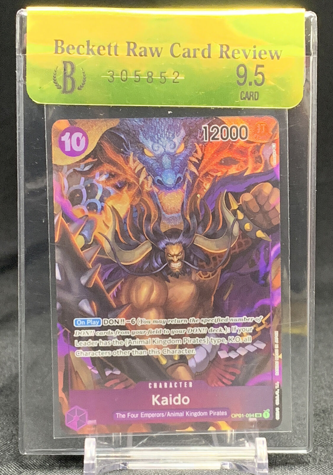 One Piece TCG Kaido Alternate Art OP01-094 BGS Raw Card Review 9.5
