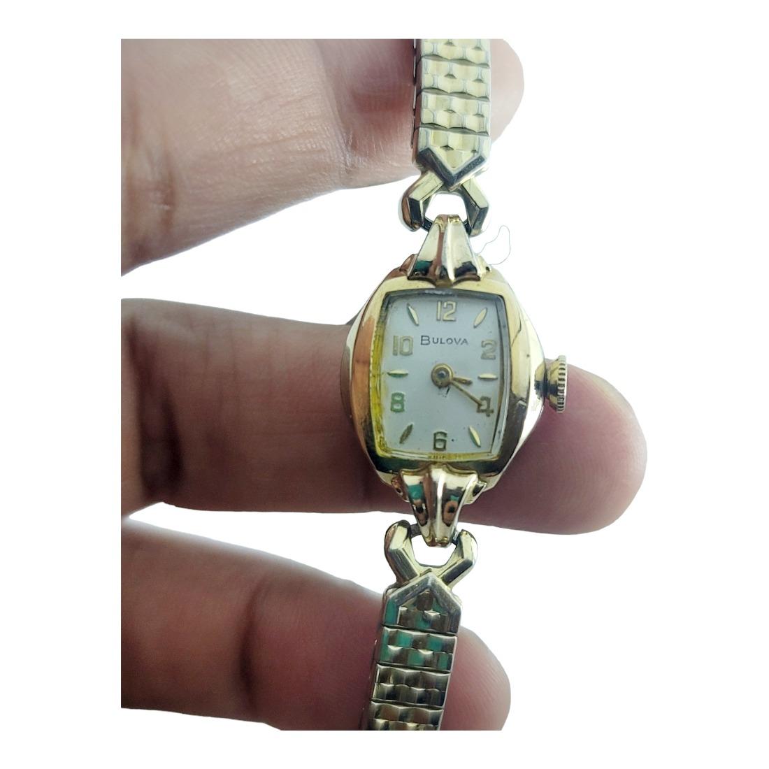 Vintage Bulova 1960s Windup Women’s 10k R.G.P Watch With Stretch Band Works