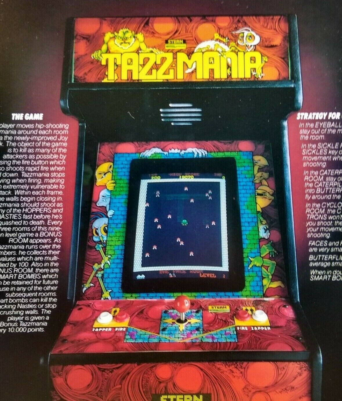 Tazzmania Arcade Flyer Original Video Game Vintage Retro Promo 1982 Taz ...