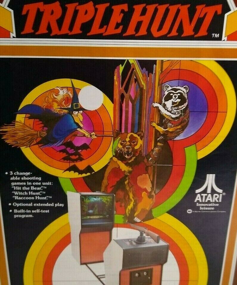 Triple Hunt Arcade FLYER Original 1977 Video Game Paper Artwork Witch ...