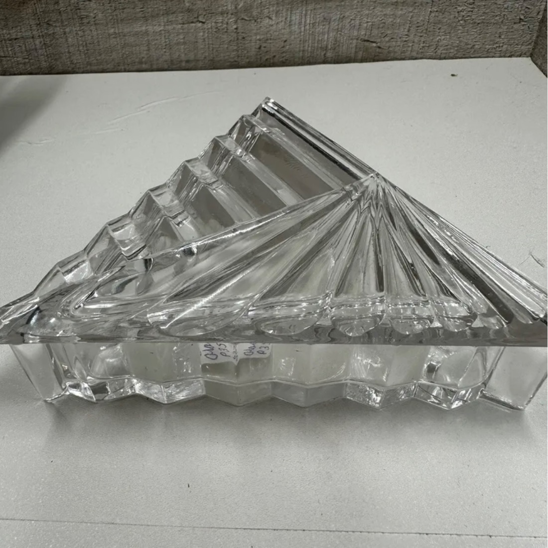 Lead Crystal Triangle Shaped Lidded Box