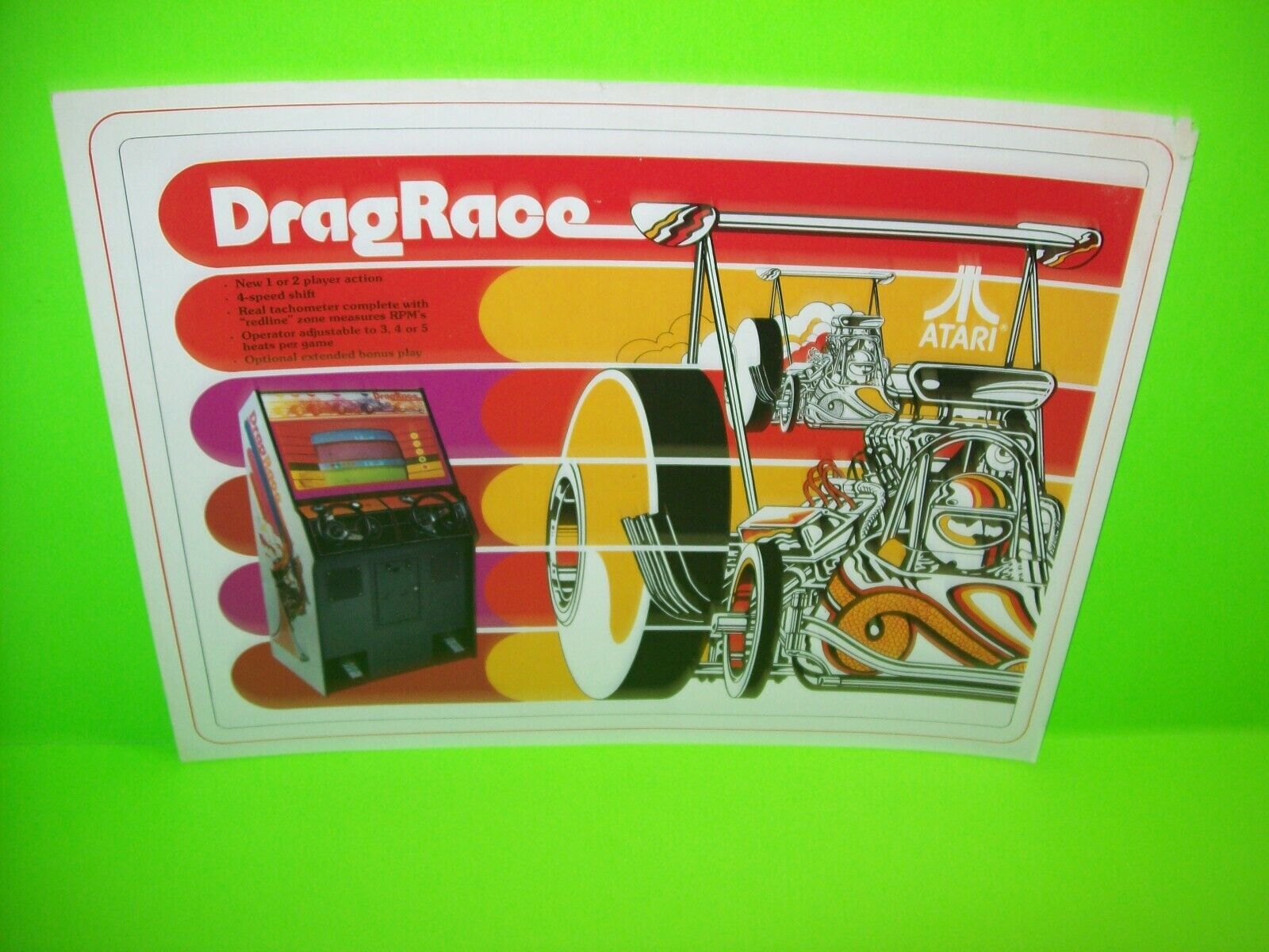 Drag Race Arcade FLYER Original Atari 1977 Video Game Racing Retro ...