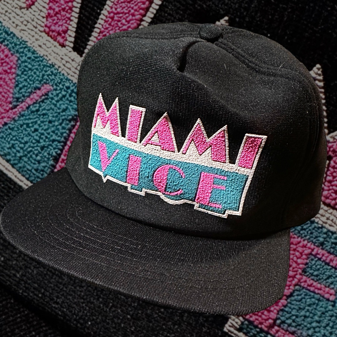 Vintage Miami Vice Black Trucker Hat Snapback Adjustable Vintage NOS
