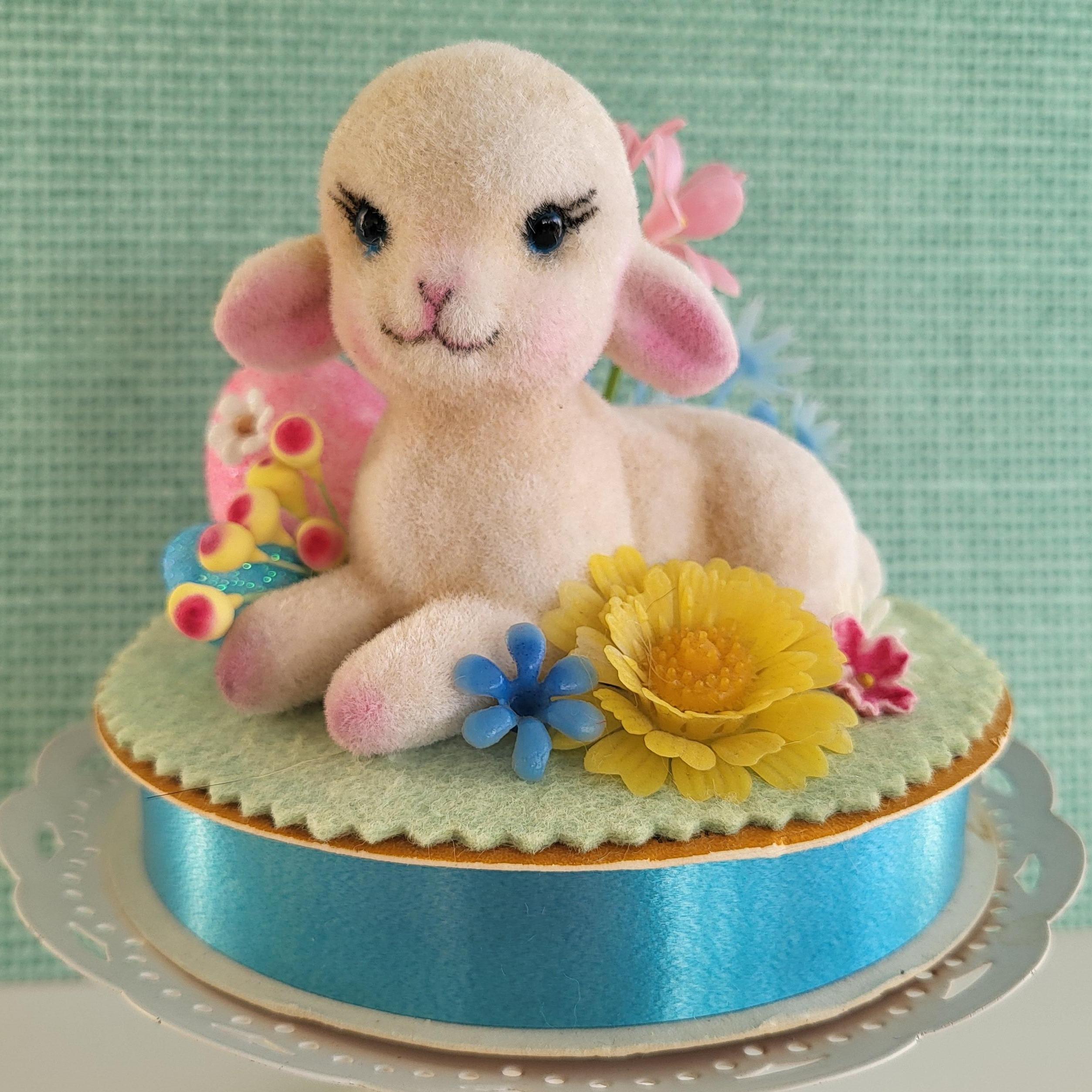 Handmade Easter Lamb Ribbon Arrangement