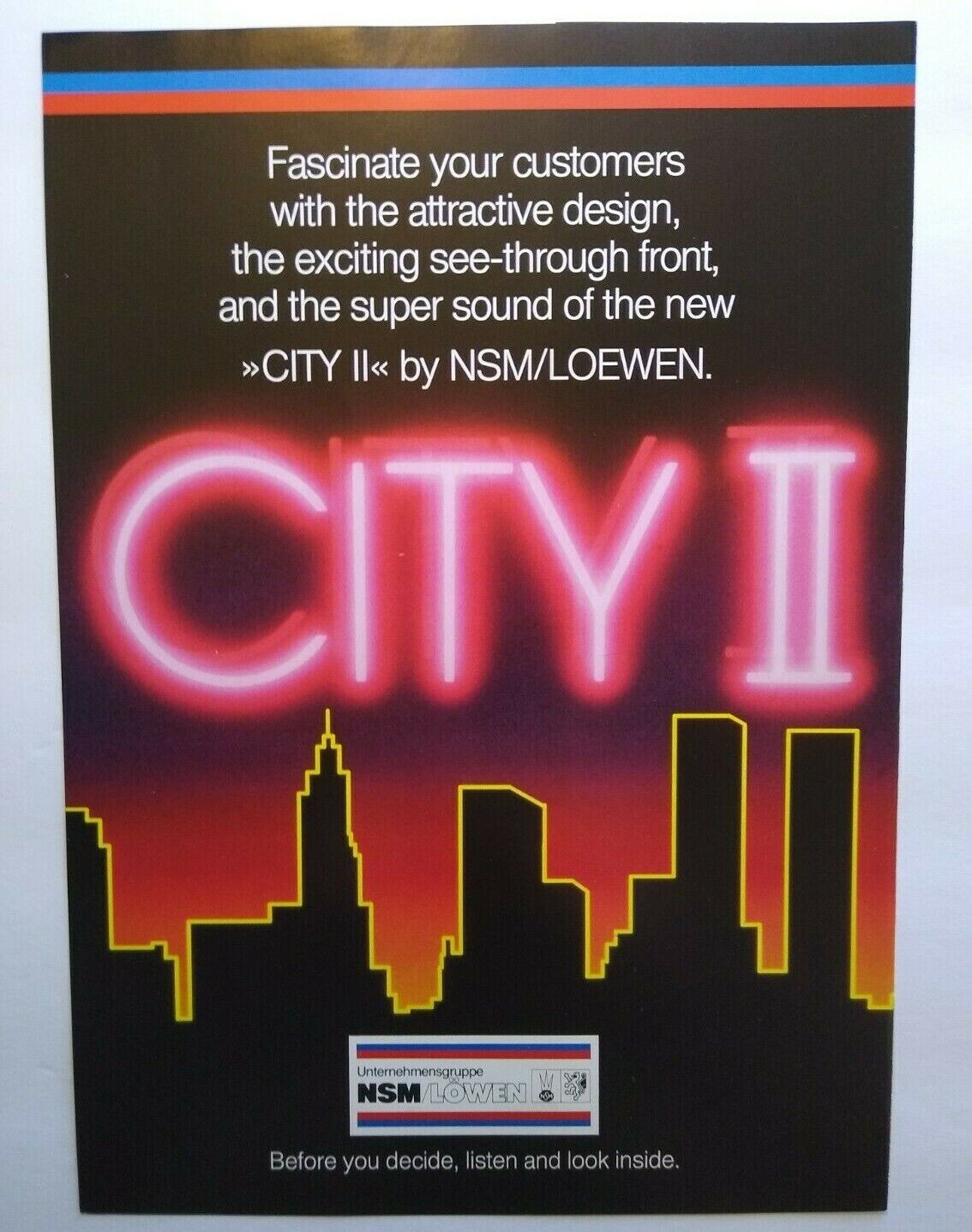 NSM City II Jukebox FLYER Phonograph Music Brochure Foldout Art Print ...