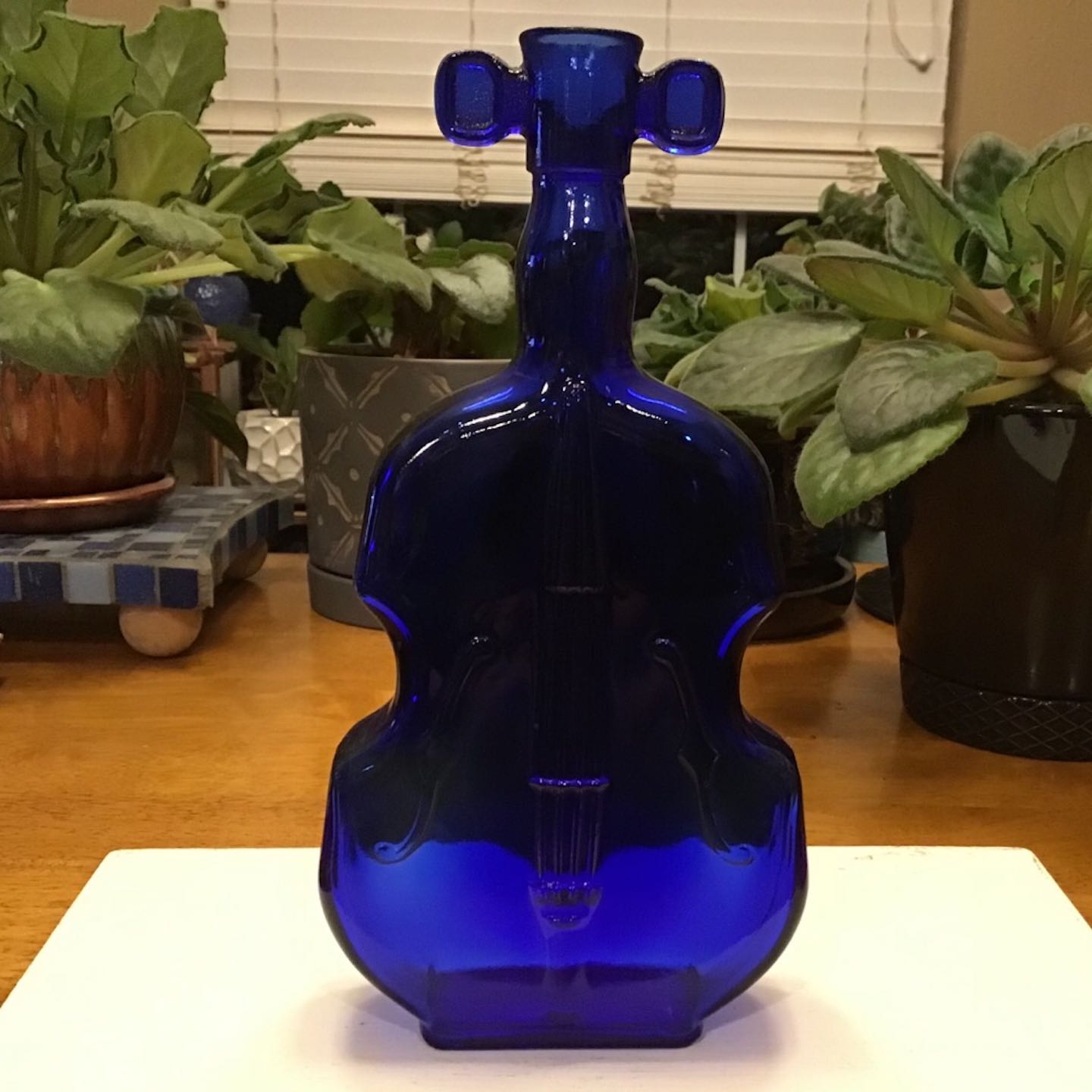 Vintage Cobalt Blue 8" Violin Cello Fiddle Shaped Glass Bottle Bud Vase ...