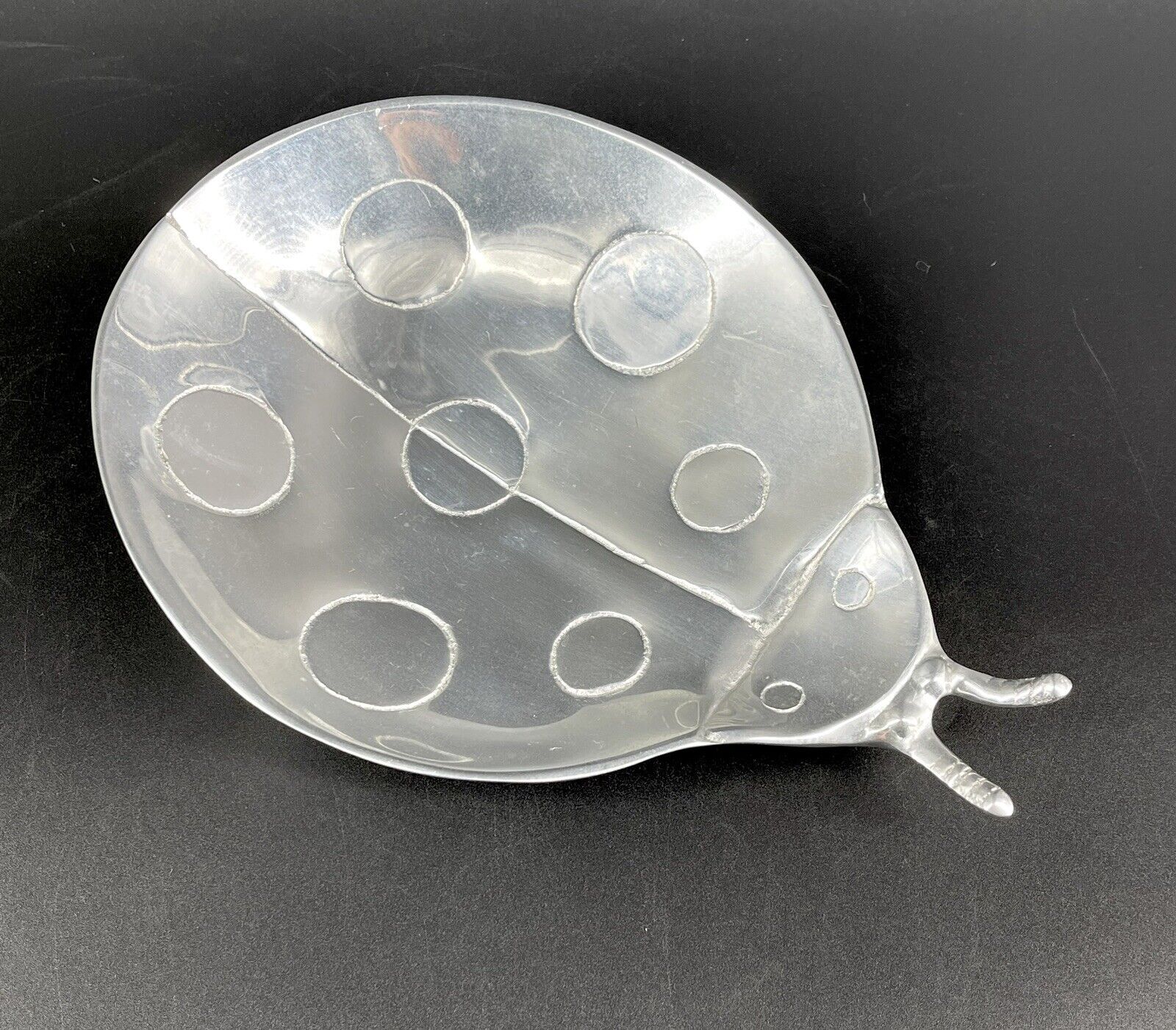 012 MARIPOSA HANDCRAFTED LADY BUG CANDY DISH ALUMINUM BOWL MADE IN MEXICO