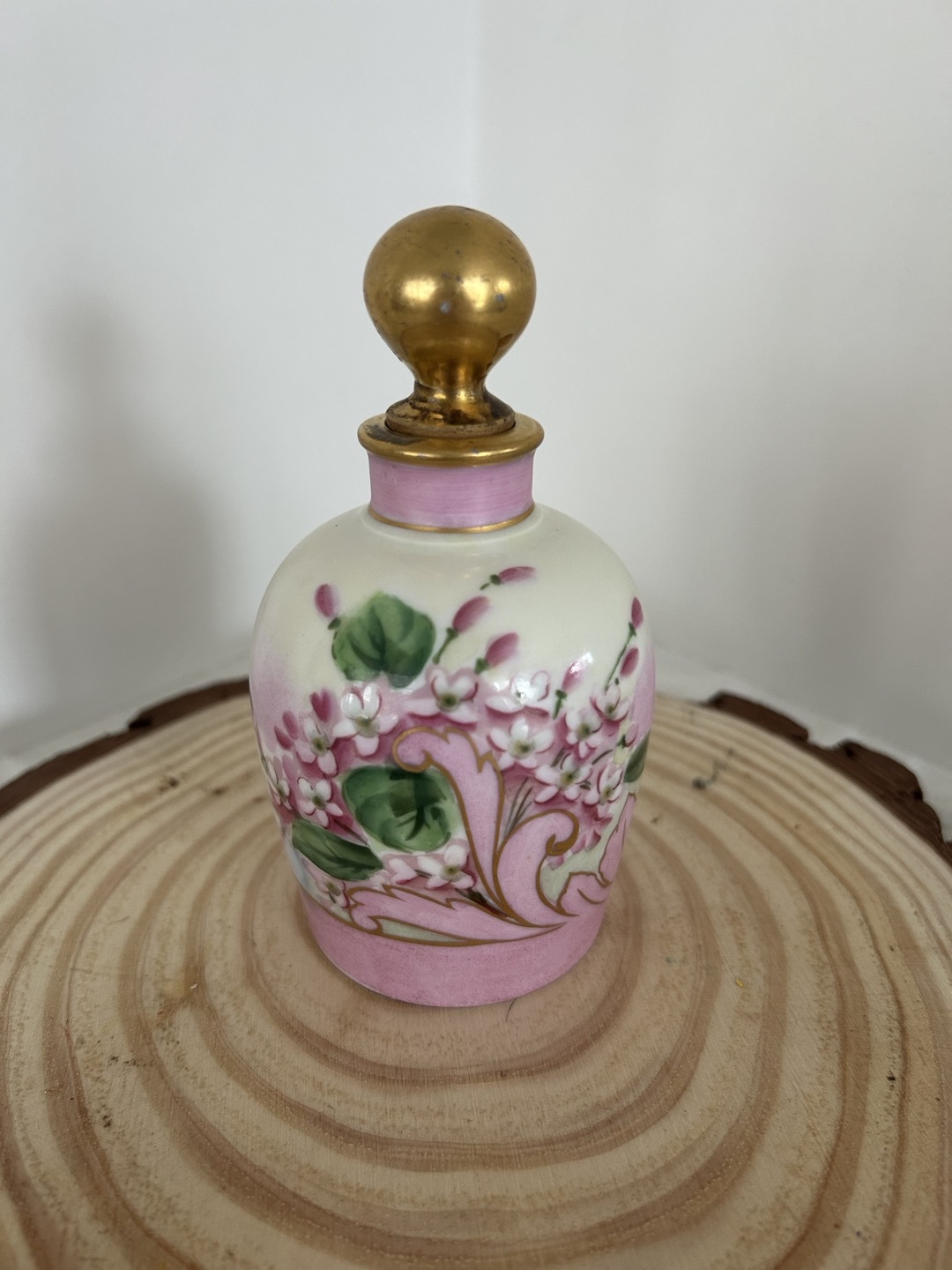 Antique French Porcelain Perfume Bottle With Gold Stopper Some wear On ...