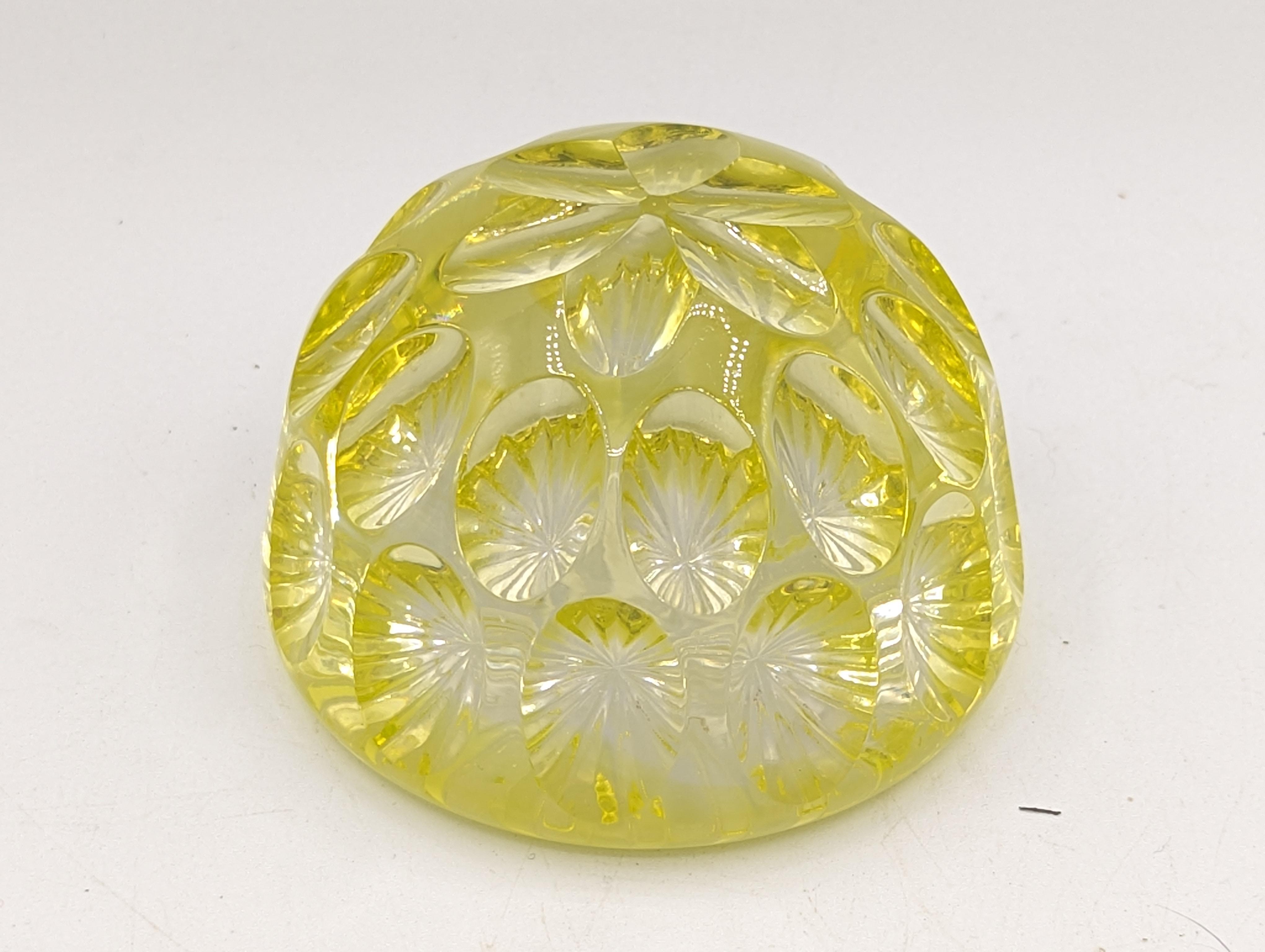 Webb Corbett Vaseline Uranium Glass Paperweight