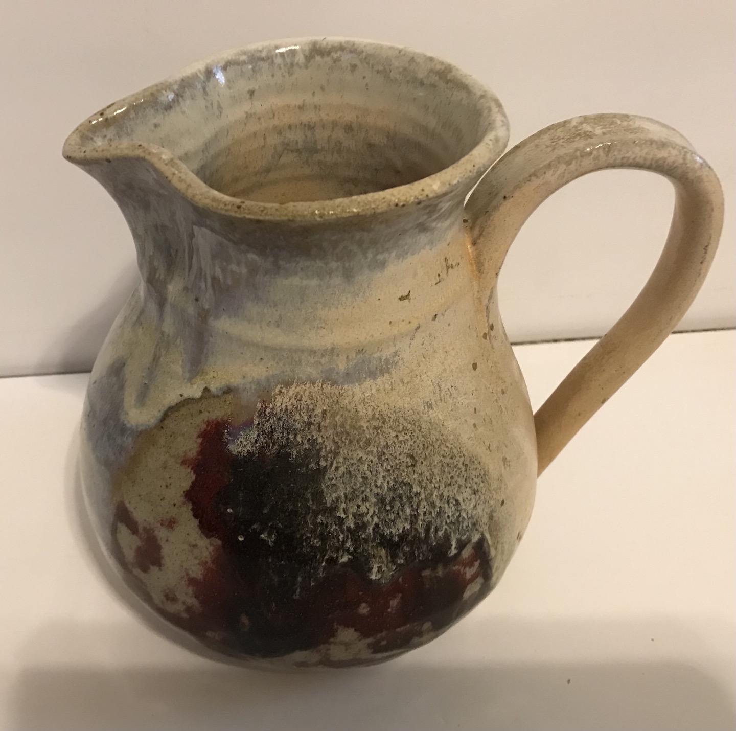 Large Signed Drip Glazed Studio Pottery Pitcher