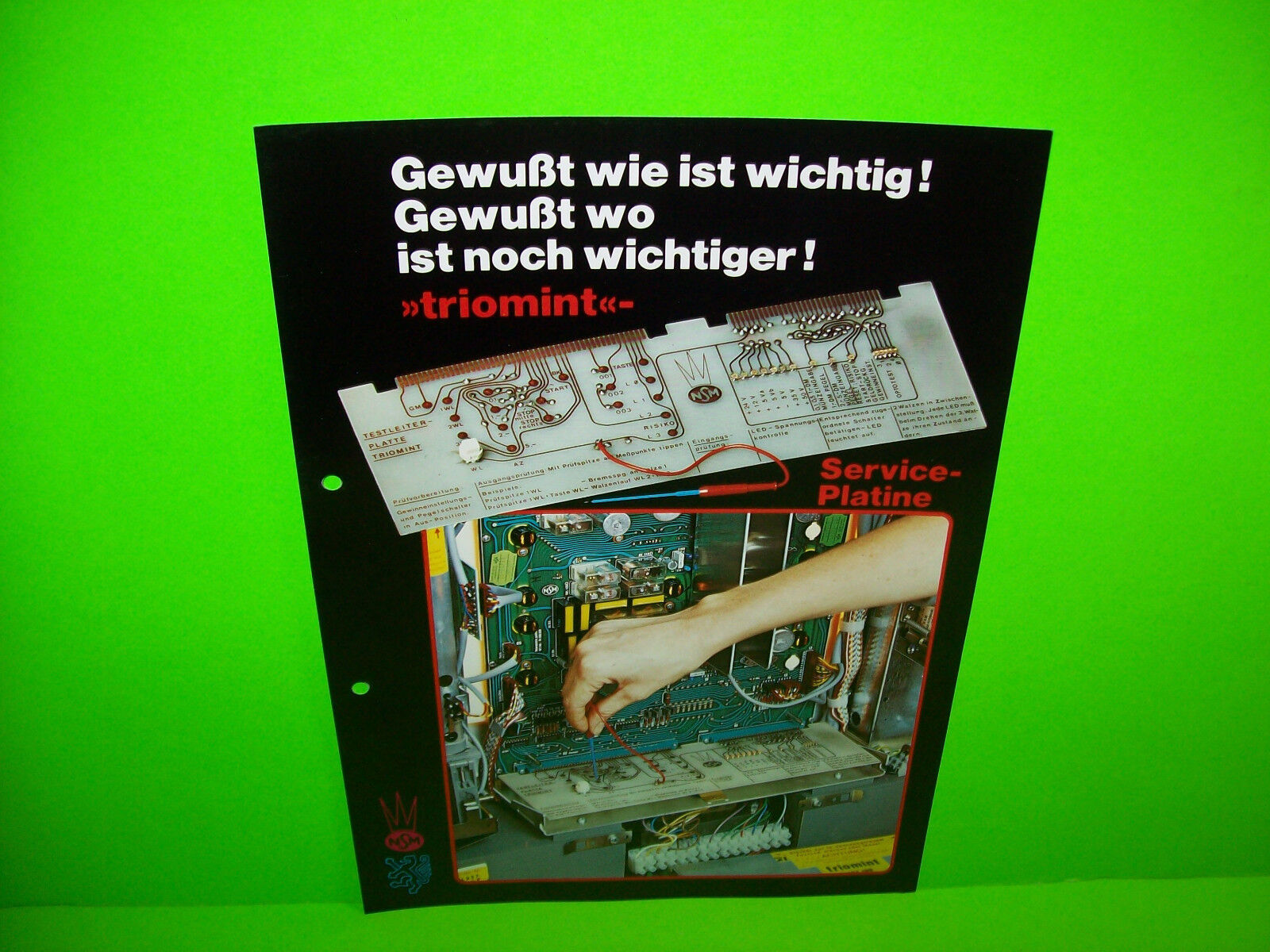 NSM Triomint Original Vintage Service Platine German Text Slot Machine ...