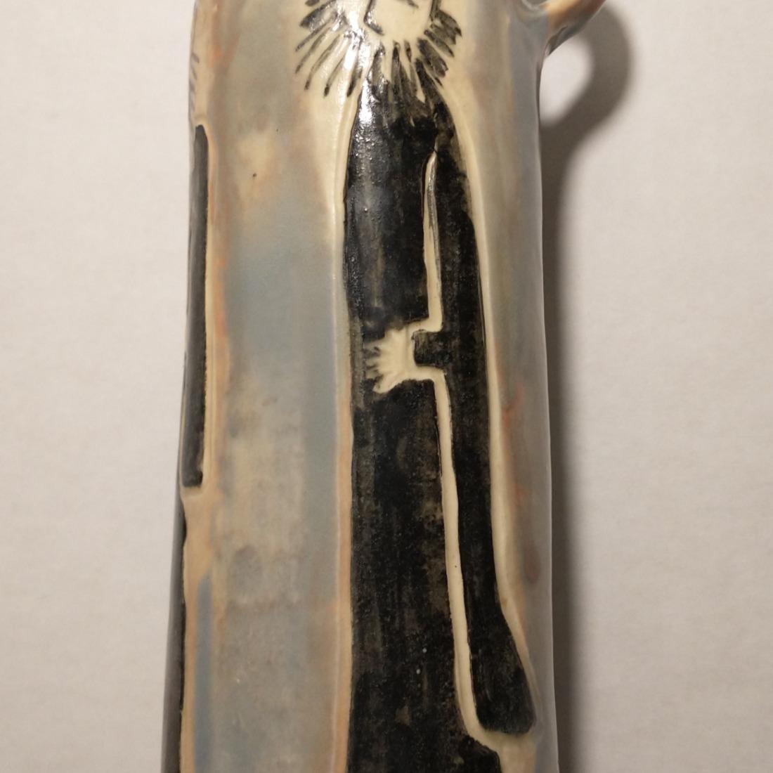 Folk Art Priests Dripped Glazed Hand Painted Pottery 11" by Jug Helen C ...