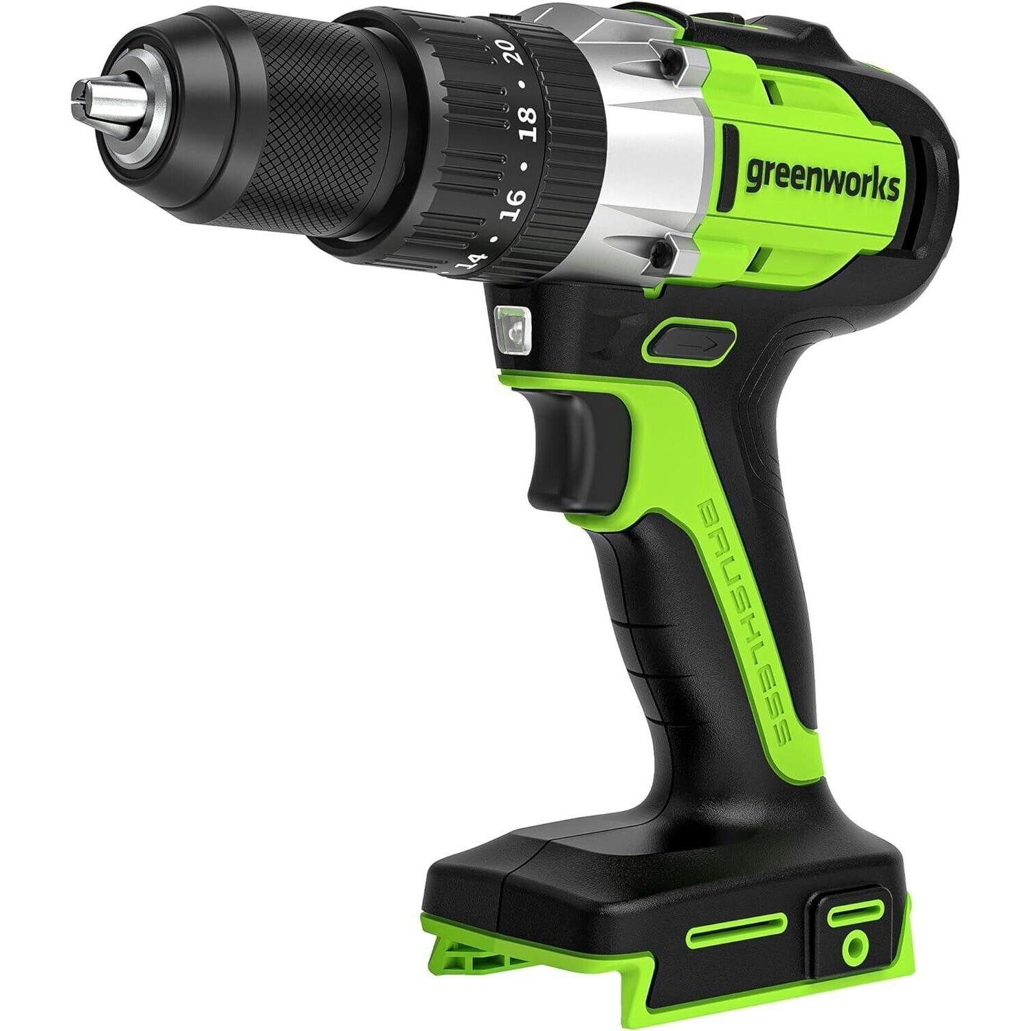 NEW Greenworks 24V Brushless 1/2" Hammer Drill (530 in-lbs.) Tool Only ...