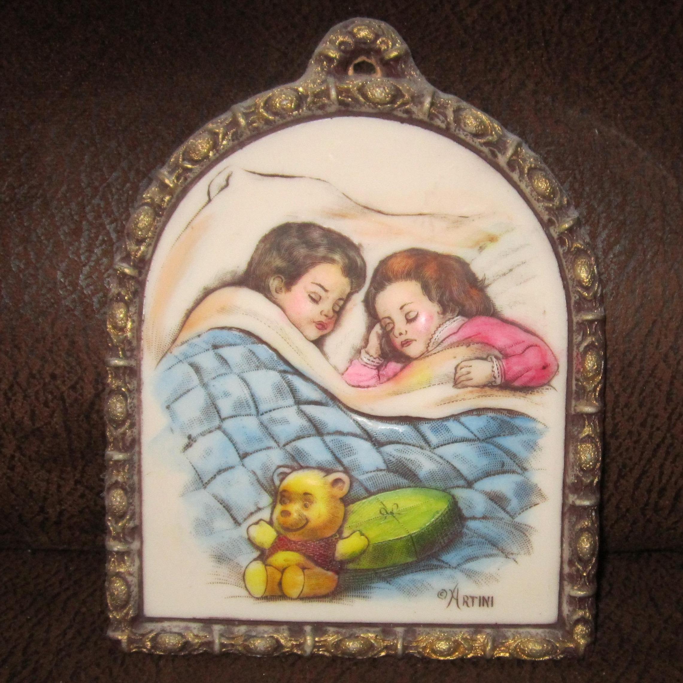 Vintage ARTINI Hand Painted Twin Etched 4D Sculptured Engraving Wall ...