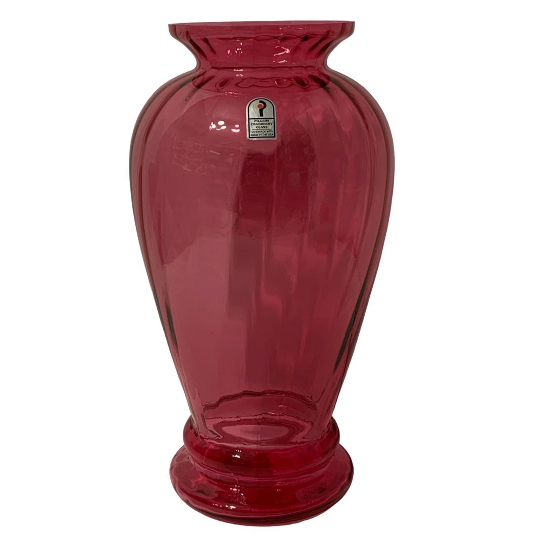 RARE Pilgrim Masterwork Cranberry Glass Pink Hand Blown EMPIRE Vase - 12”