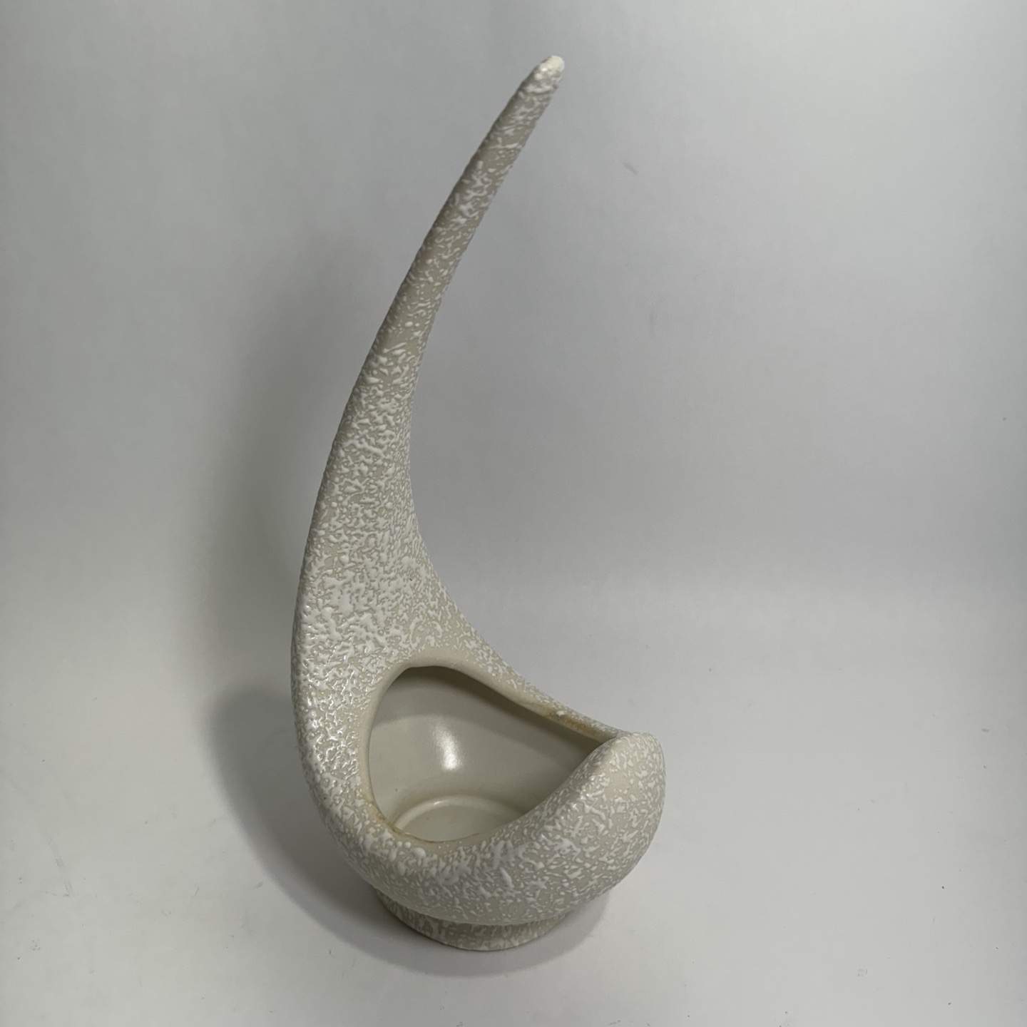 MCM Art Pottery Vase Original USA Cream with White Splatter Speckles