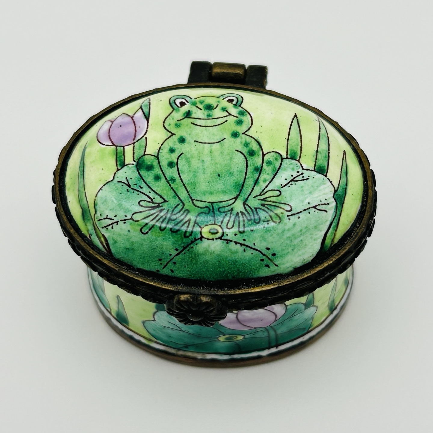 Kelvin Chen Painted Enamel Frog Trinket Box