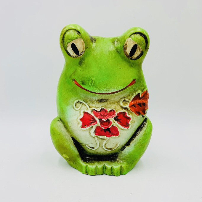 Retro kitsch Composite frog bank 1970s decor