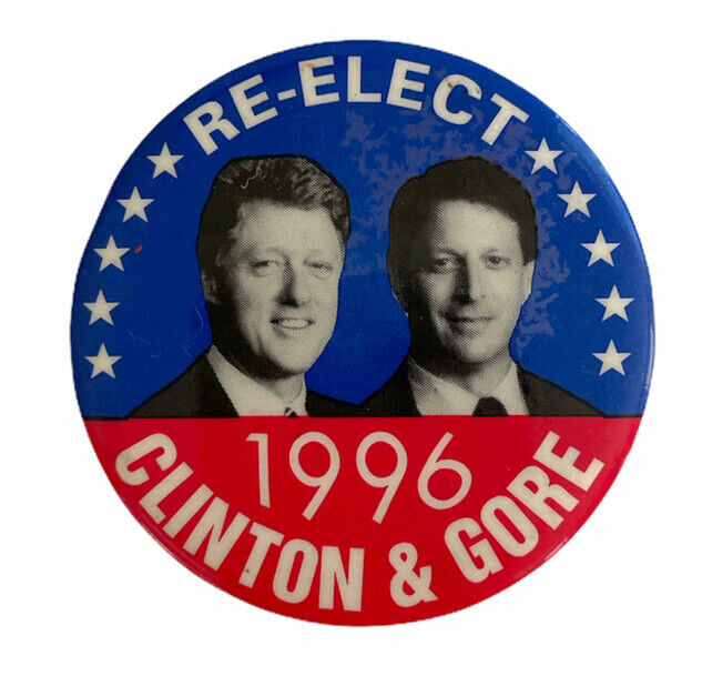Clinton & Gore 1996 Presidential Campaign Political Pin Button Vintage ...