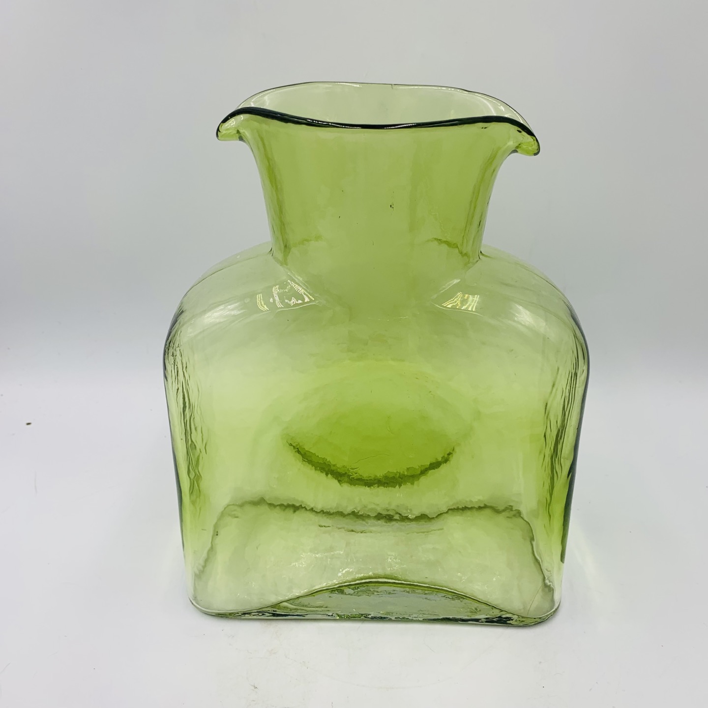 Beautiful Green Blenko Double Spout Water Jug Bottle