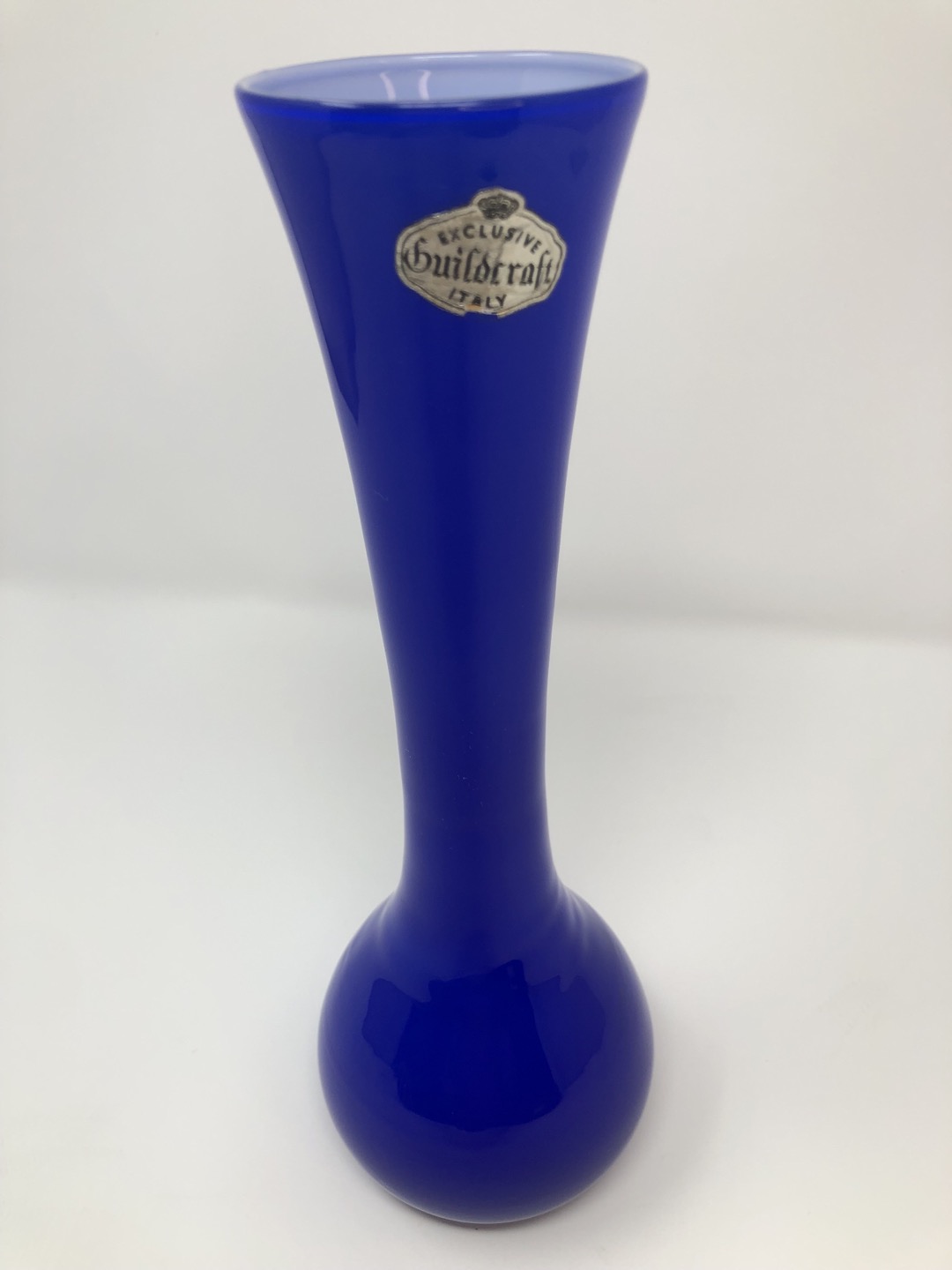 Guildcraft Cobalt Blue Italian Cased Glass Vase