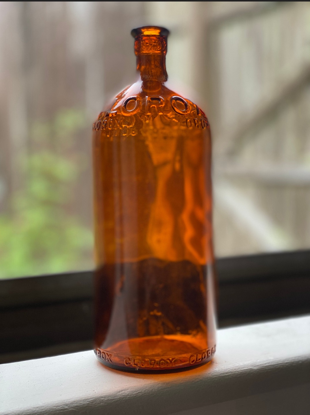 1920’s Amber Clorox Glass Bottle, 16 Ounces, Antique, Bleach Bottle
