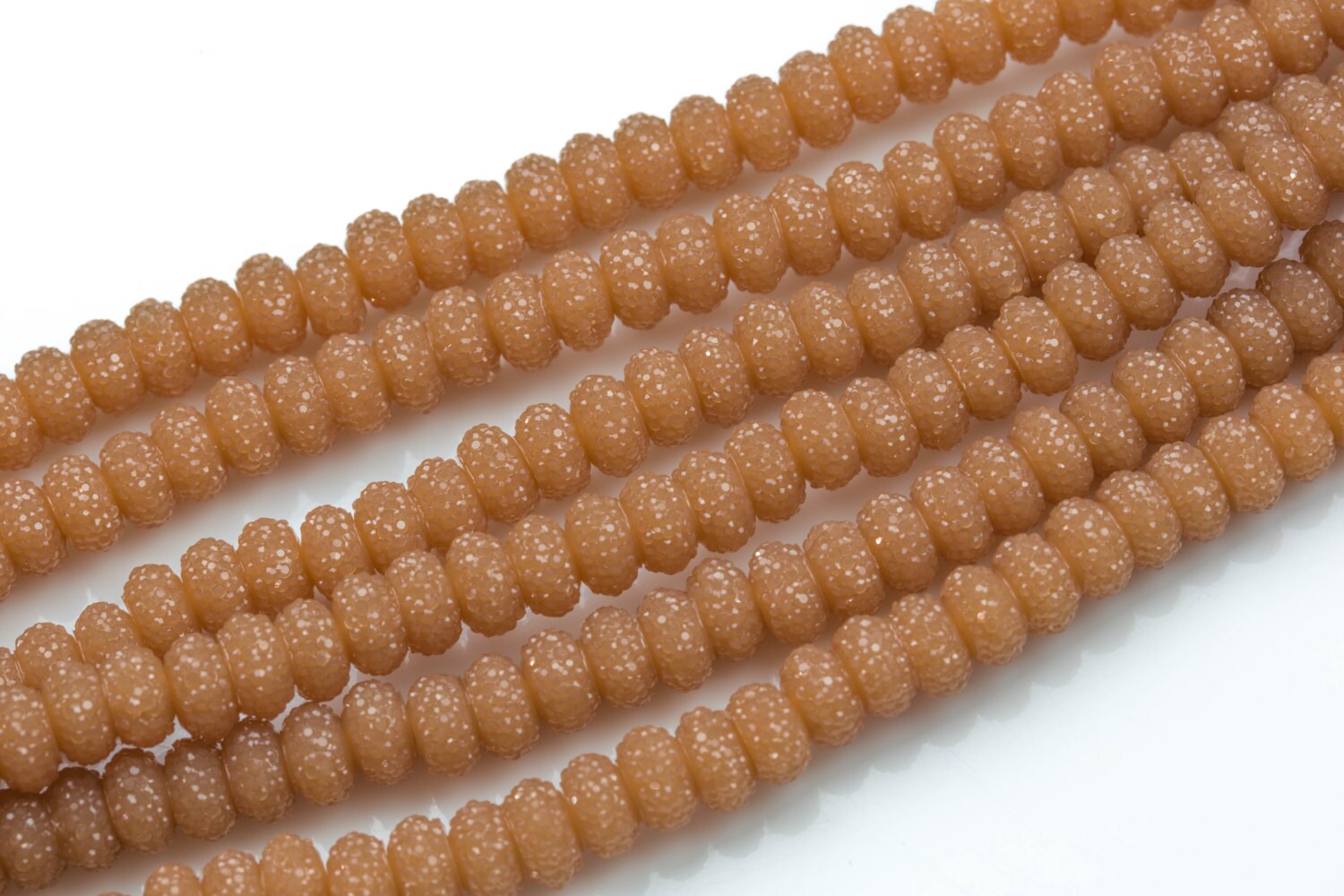 Natural 6mm 8mm 10mm Roundel Micro Pave In half strands- Creme Tan ...