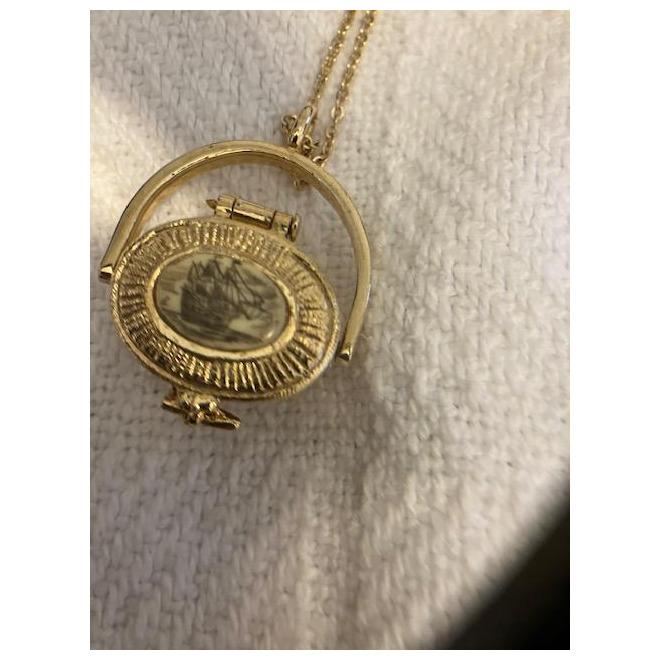 Vintage Alan Luiz Nantucket Scrimshaw Clipper Ship Basket Locket ...