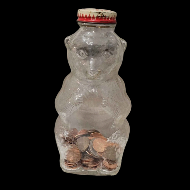 Vintage Snow Crest Bottle Bear-Shaped Glass Coin Bank Salem ...