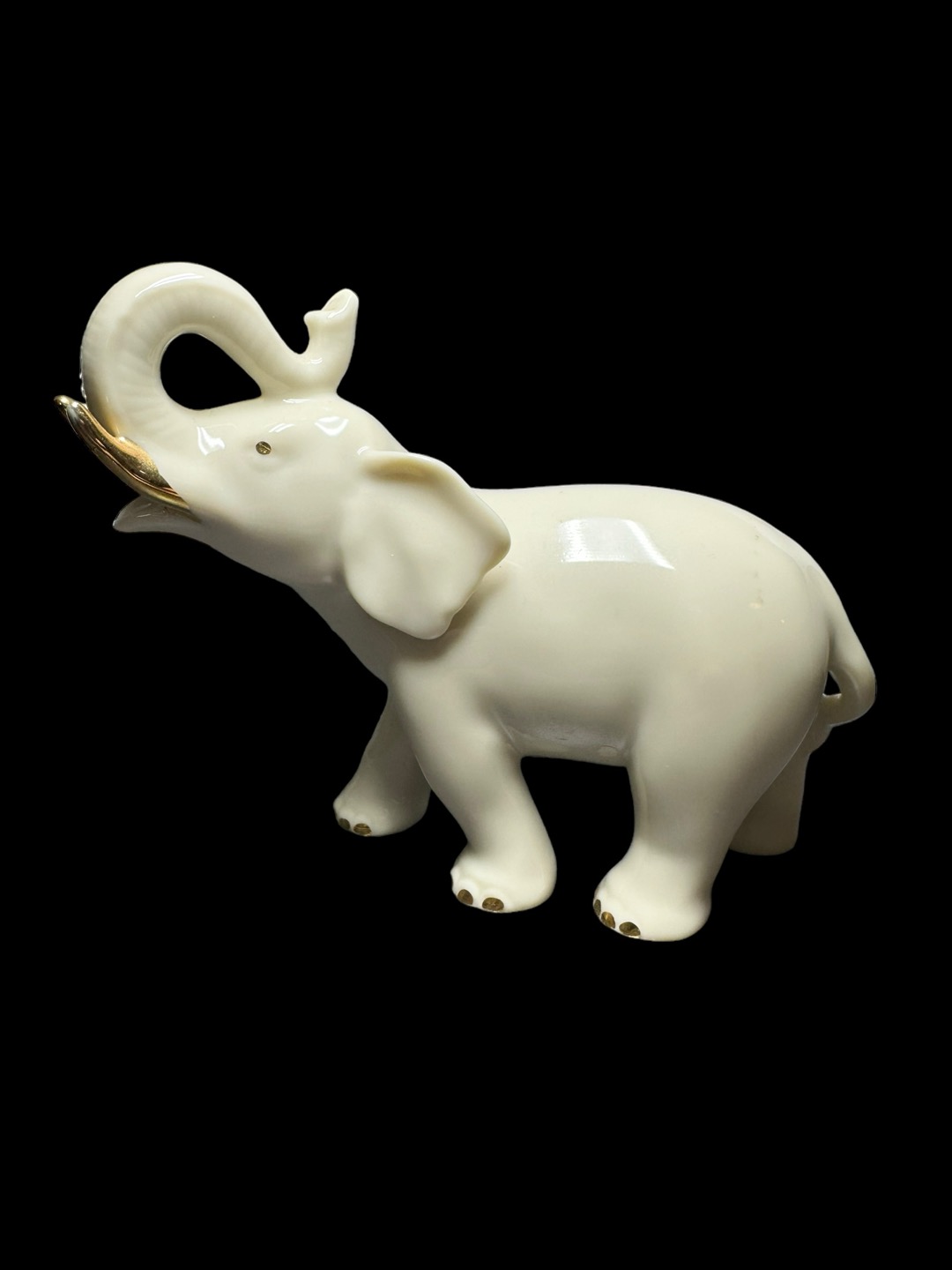 Lenox Small Elephant Figurine Ivory White With Gold Trim Excellent ...