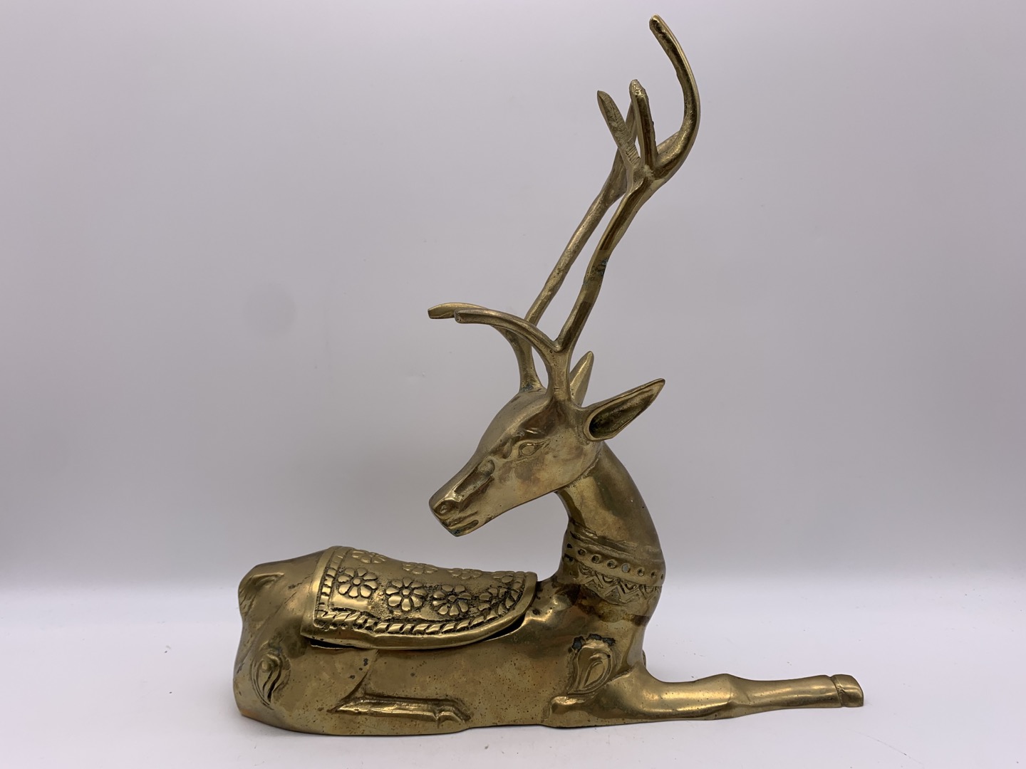 Maxam Solid Brass Stag Deer Covered Trinket Box Figure