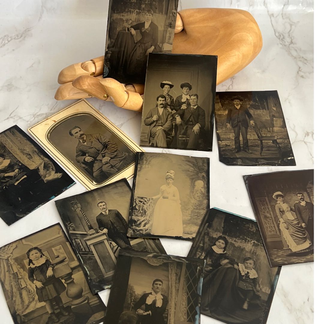 Collection Of 11 Antique Tin Types Victorian Photographs 3 1/2” X 2 1/2 ...