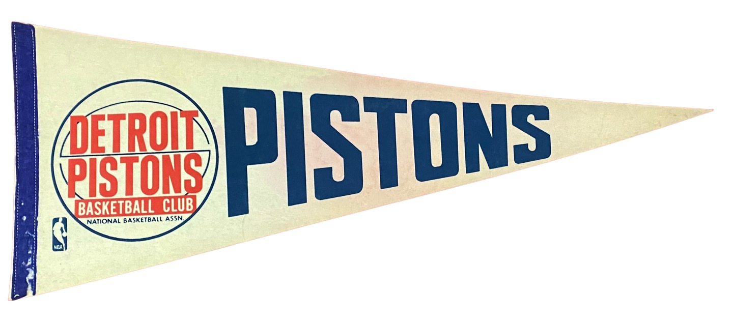 Vintage 1970's Detroit Pistons NBA Basketball Full Sized 29 Inch Pennant