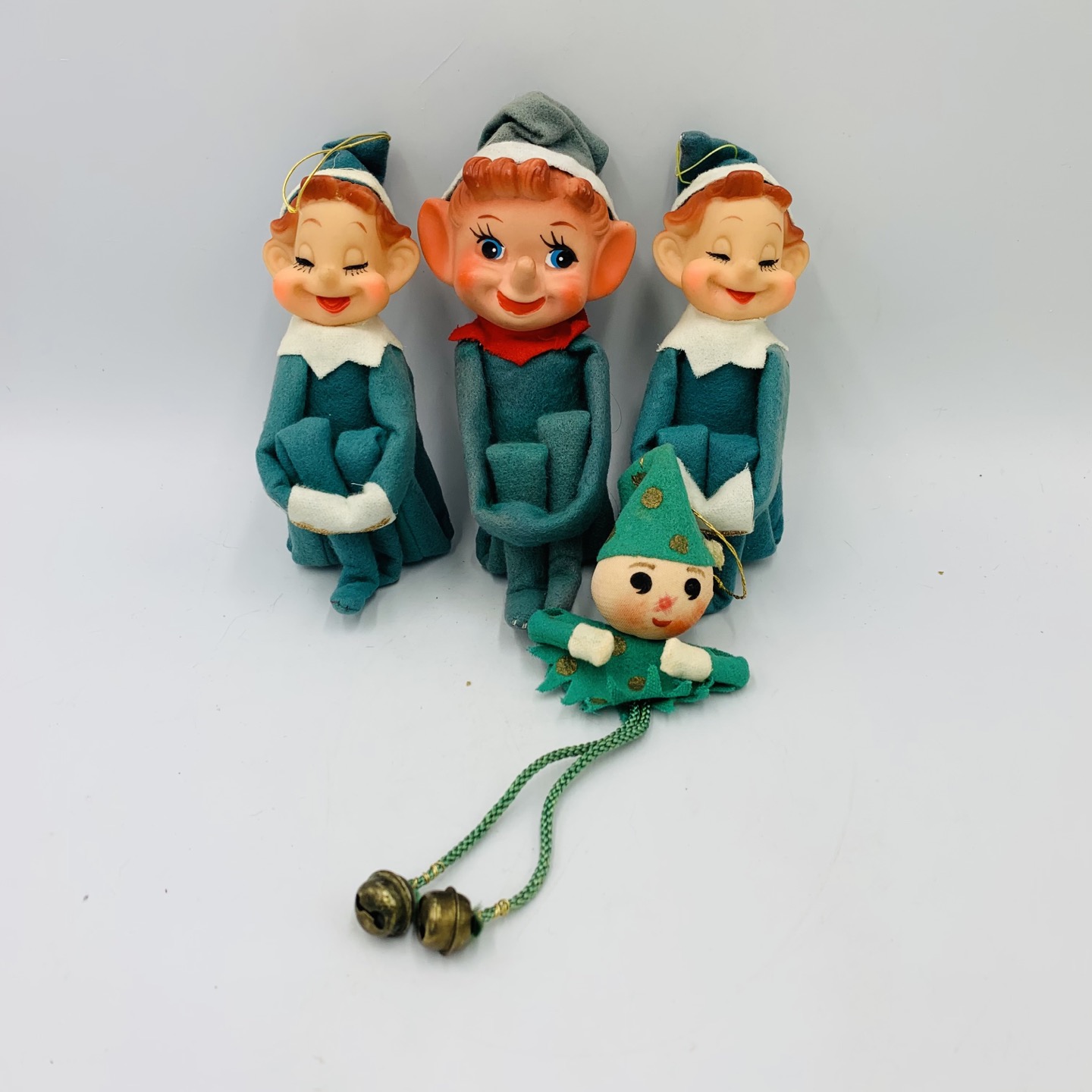 4 Vintage Green Pixies And Ornament Rubber Face Knee Huggers Mid ...